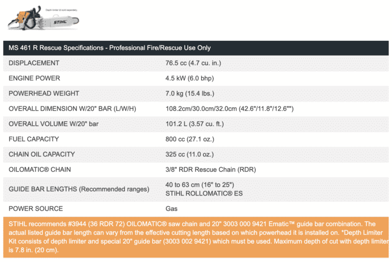 STIHL Chainsaw MS 461 R Rescue - Chenango Supply Company
