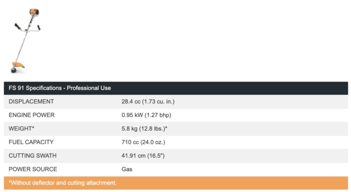 STIHL Trimmer FS 91 - Chenango Supply Company
